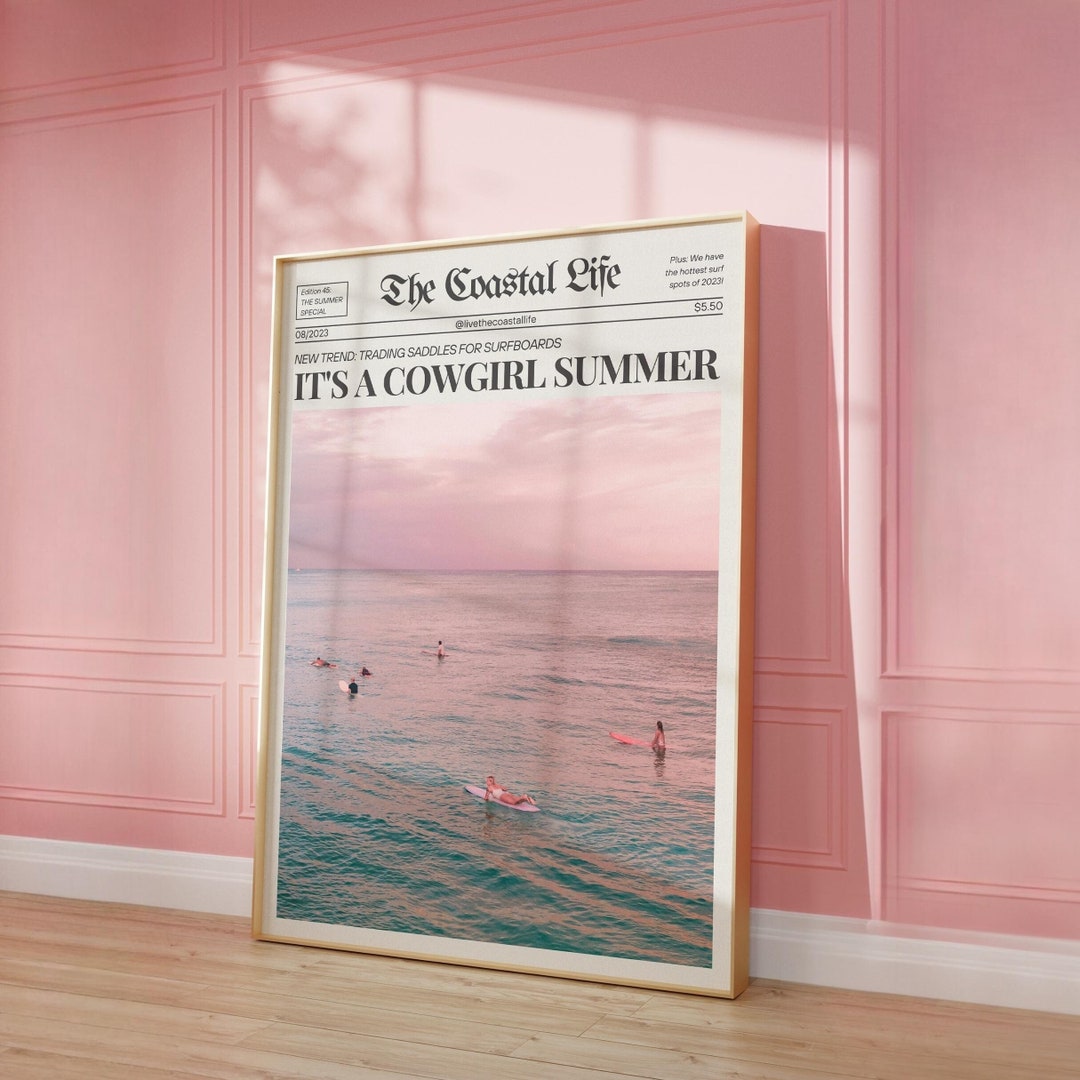 Coastal Cowgirl Wall Art Preppy Magazine Cover Trendy Surf Poster ...