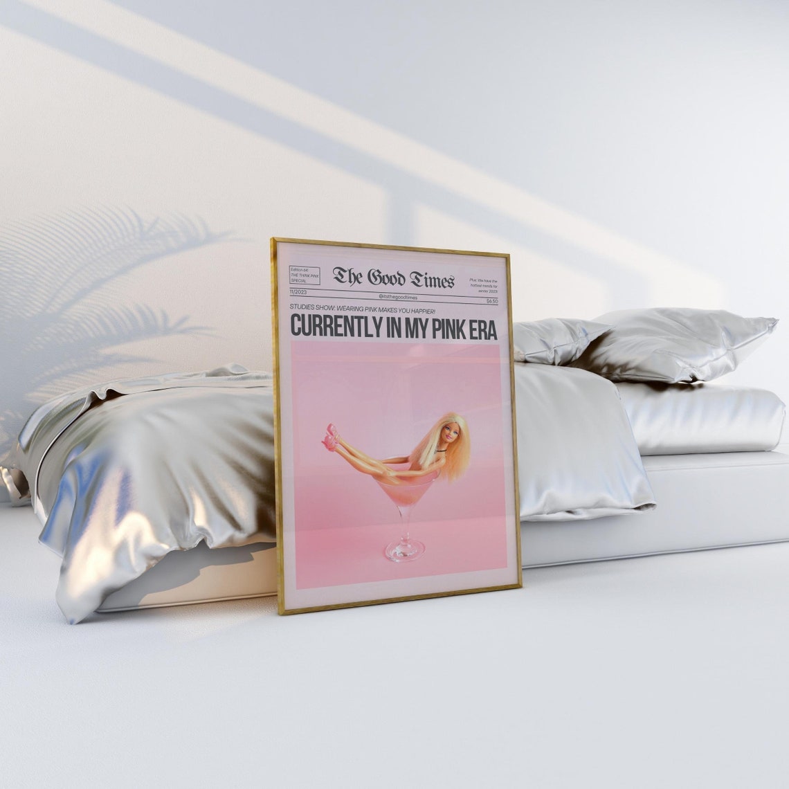 Funky Pink Newspaper Print Currently in My Pink Era Poster - Etsy