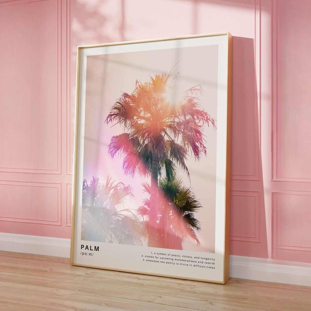 Pink Palm Tree Poster Trendy Coastal Wall Art California Palm Print ...