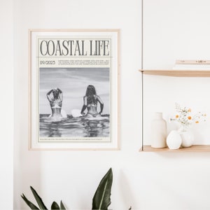 Preppy Surfer Girls Wall Art Coastal Life Poster Retro Magazine Cover ...