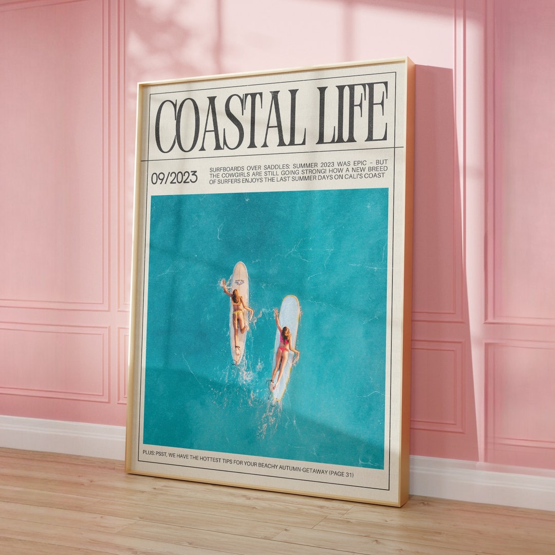 Coastal Cowgirl Wall Art Beachy Magazine Cover Trendy Newspaper Print ...