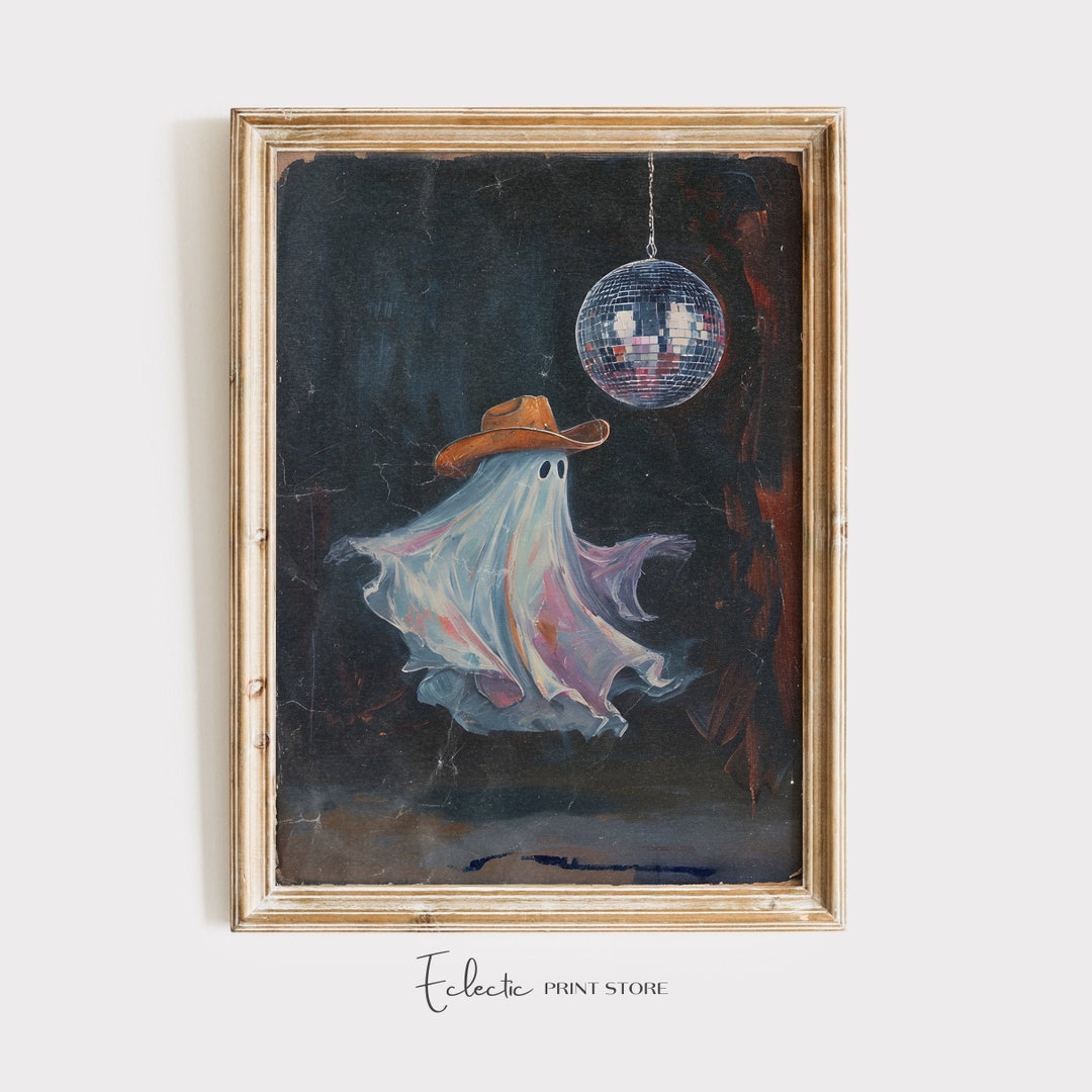Disco Ghost Print Trendy Halloween Room Decor Disco Ball Ghost Oil ...