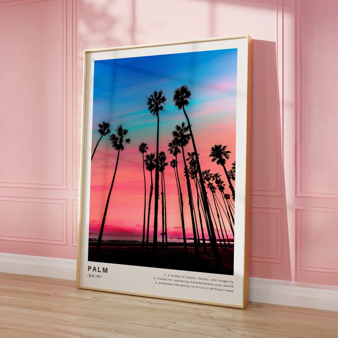 Pink Palm Tree Poster Tropical Wall Art Palm Definition Print ...