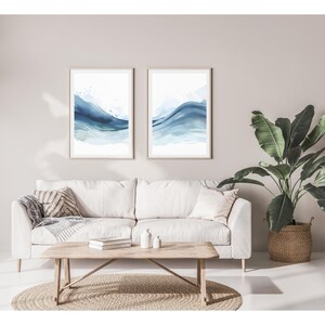 Watercolor Waves Print Set of Two Coastal Watercolor Ocean Wall Art Set ...