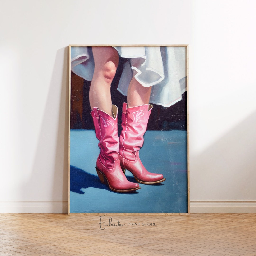 Cowgirl Wall Art Preppy Western Oil Painting Girly Western Decor Pink ...