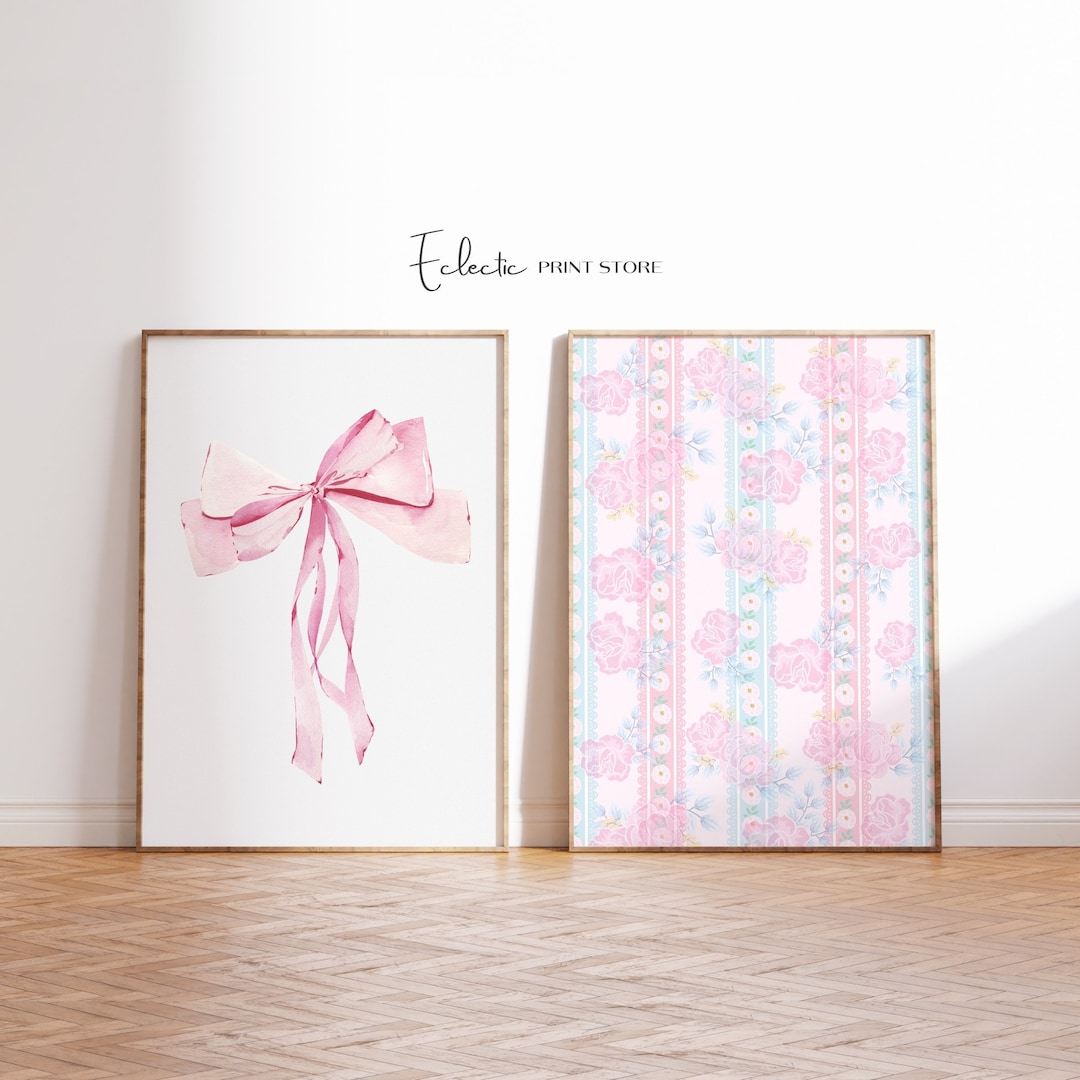 Love Shack Fancy Print Set of 2 Pink Vintage Floral Decor Chinoiserie ...