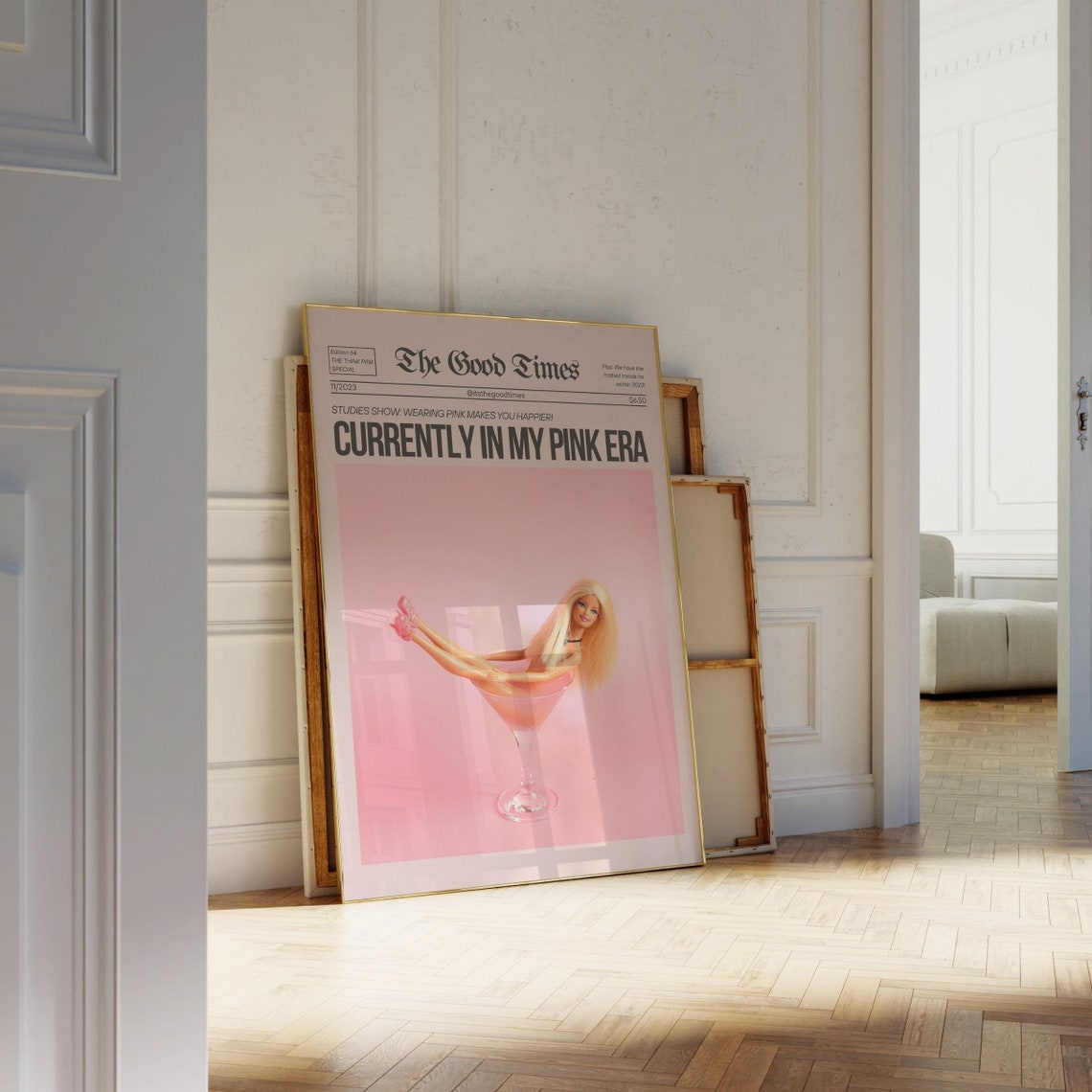 Funky Pink Newspaper Print Currently in My Pink Era Poster - Etsy