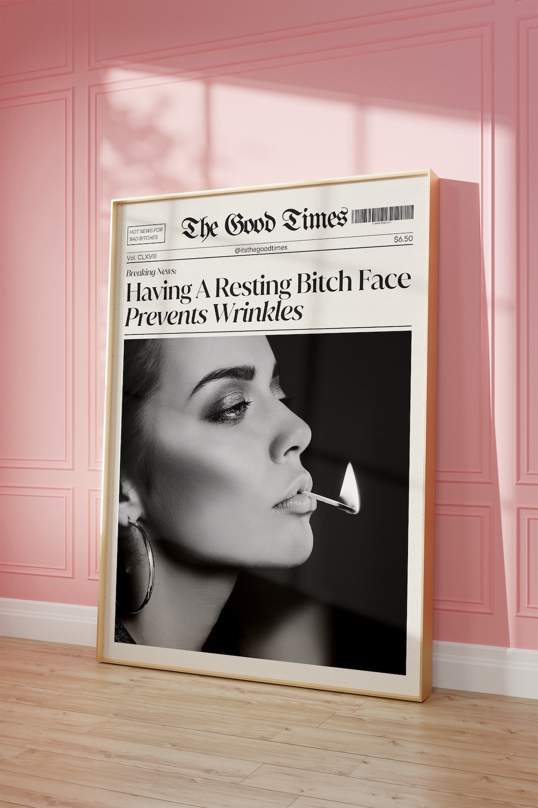 Trendy Hot Girl Print Preppy Newspaper Wall Art Resting Bitch Face ...