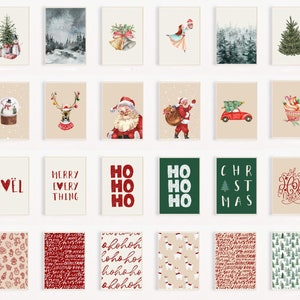 Christmas Gallery Wall Set of 30 Prints Eclectic Winter Wall Art Cute ...
