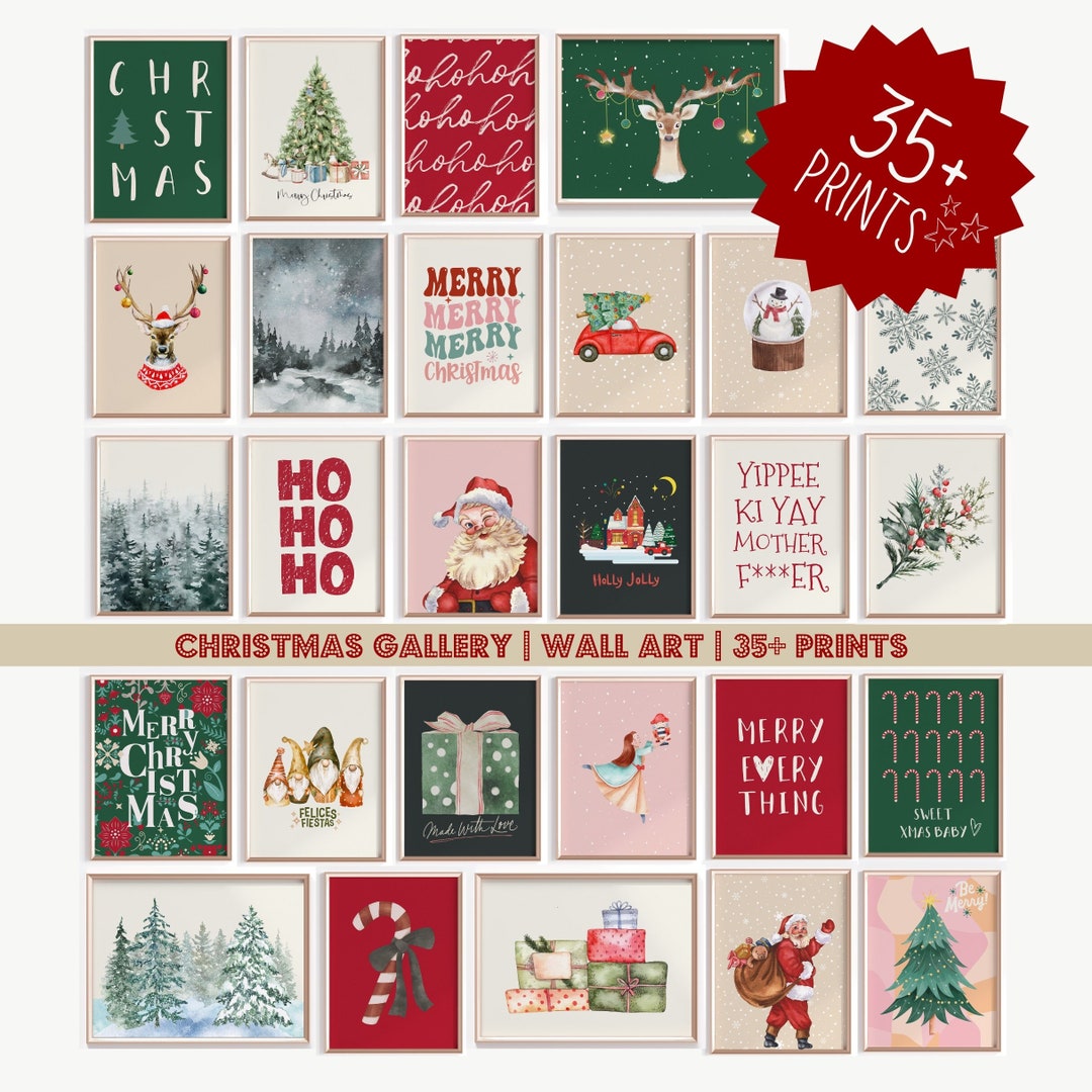 Christmas Gallery Wall Set of 35+ Prints Eclectic Festive Gallery Cute ...