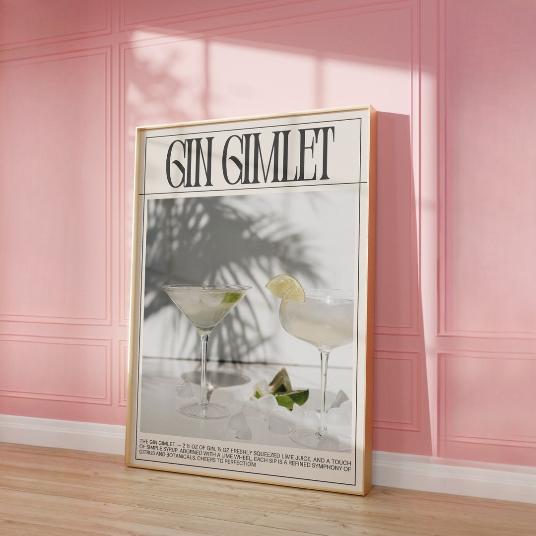 Trendy Cocktail Poster Gin Gimlet Print Preppy Bar Cart Print Trendy ...