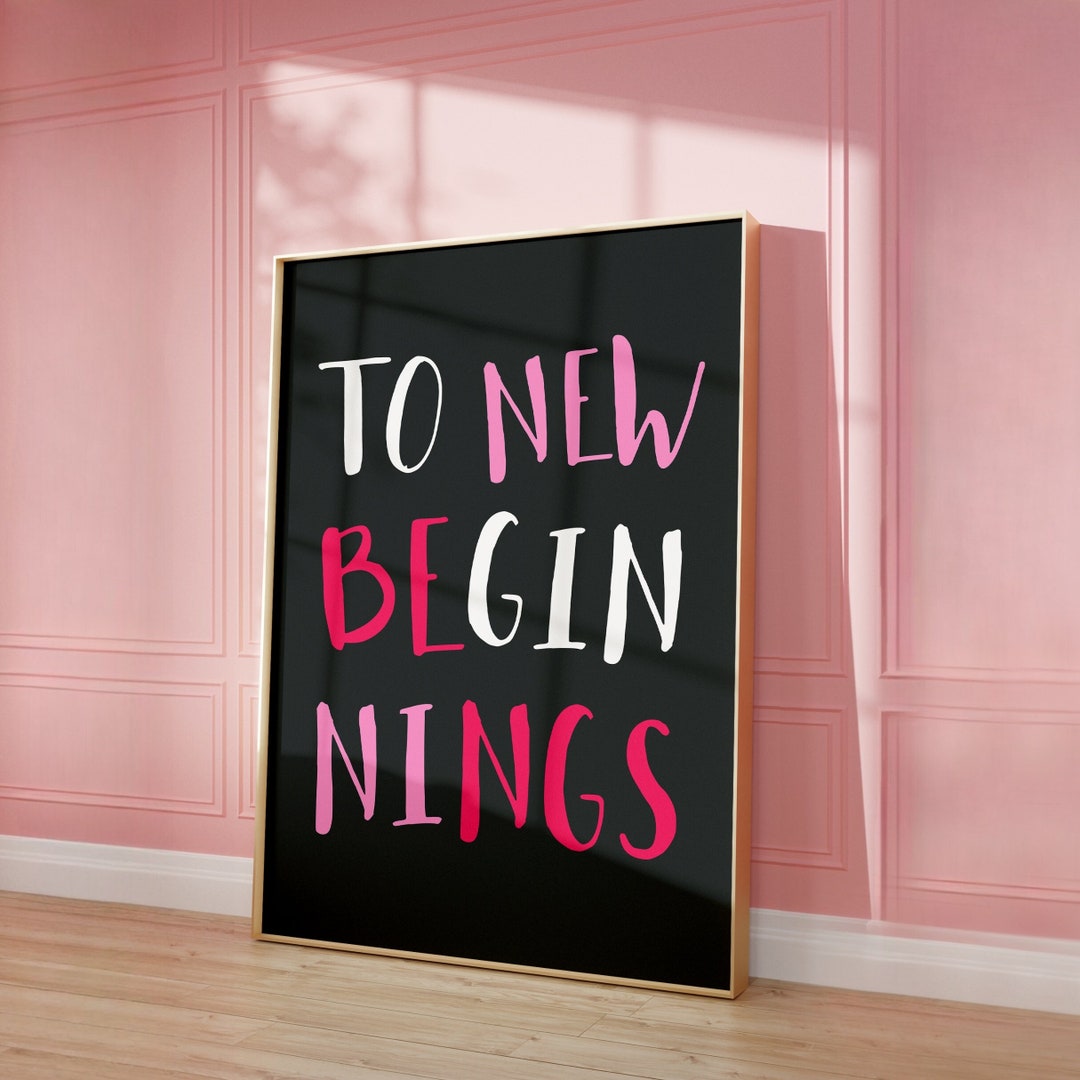New Years Print Black and Pink Poster to New Beginnings Print - Etsy