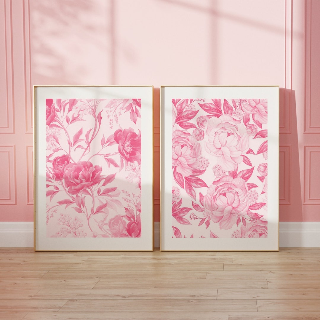 Love Shack Fancy Wall Art Set of 2 Prints Pink Vintage Floral Print ...