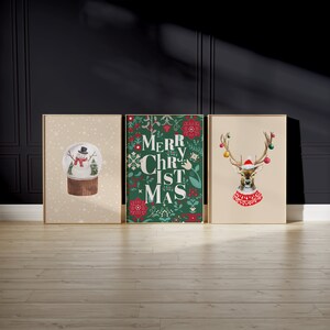Christmas Gallery Wall Set of 15 Prints Eclectic Festive Gallery Cute ...