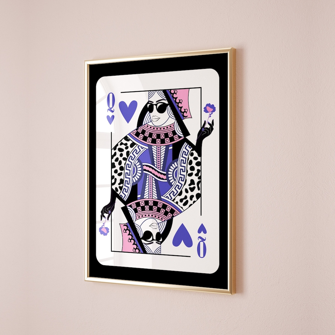 Queen of Hearts Playing Card Y2K Dorm Room Decor Funky Wall Art ...