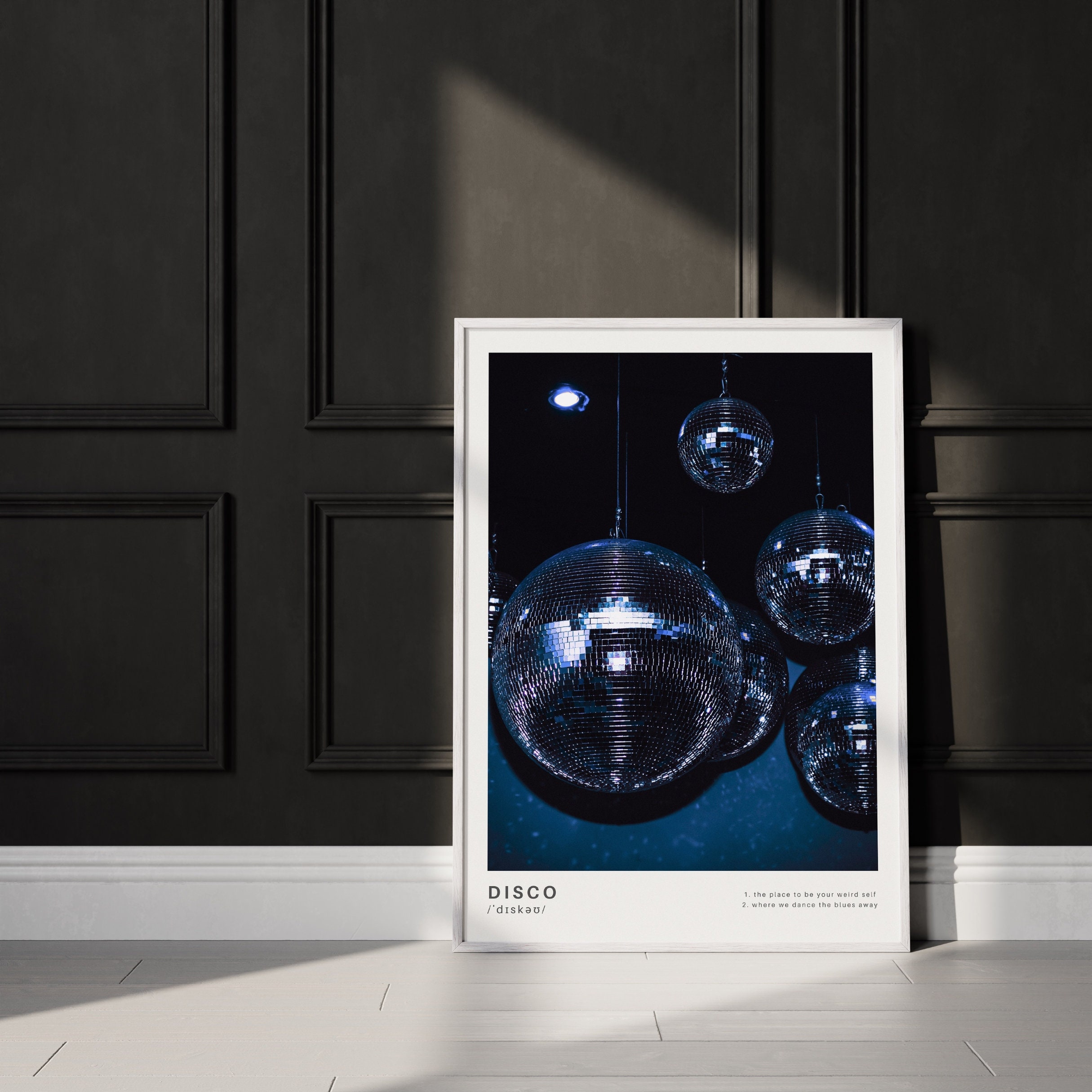 Preppy Disco Ball Print Dark Shiny Disco Poster 70s Luxury Mirror Ball ...