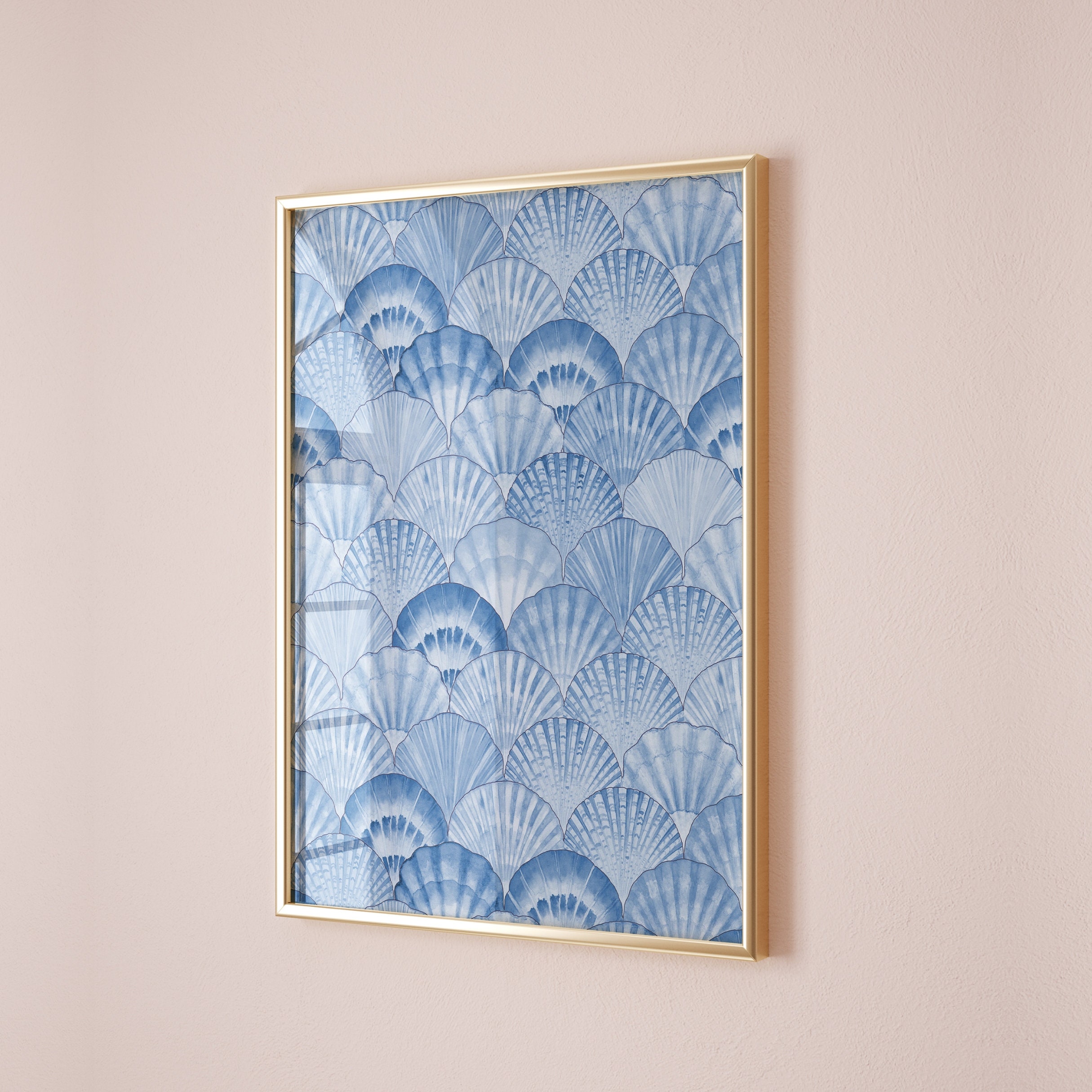 Watercolor Seashells Print: Pastel Blue Coastal Decor (digital Download ...