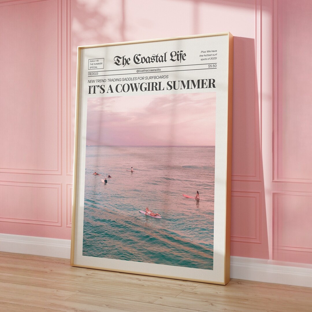 Coastal Cowgirl Wall Art Preppy Magazine Cover Trendy Surf Poster ...