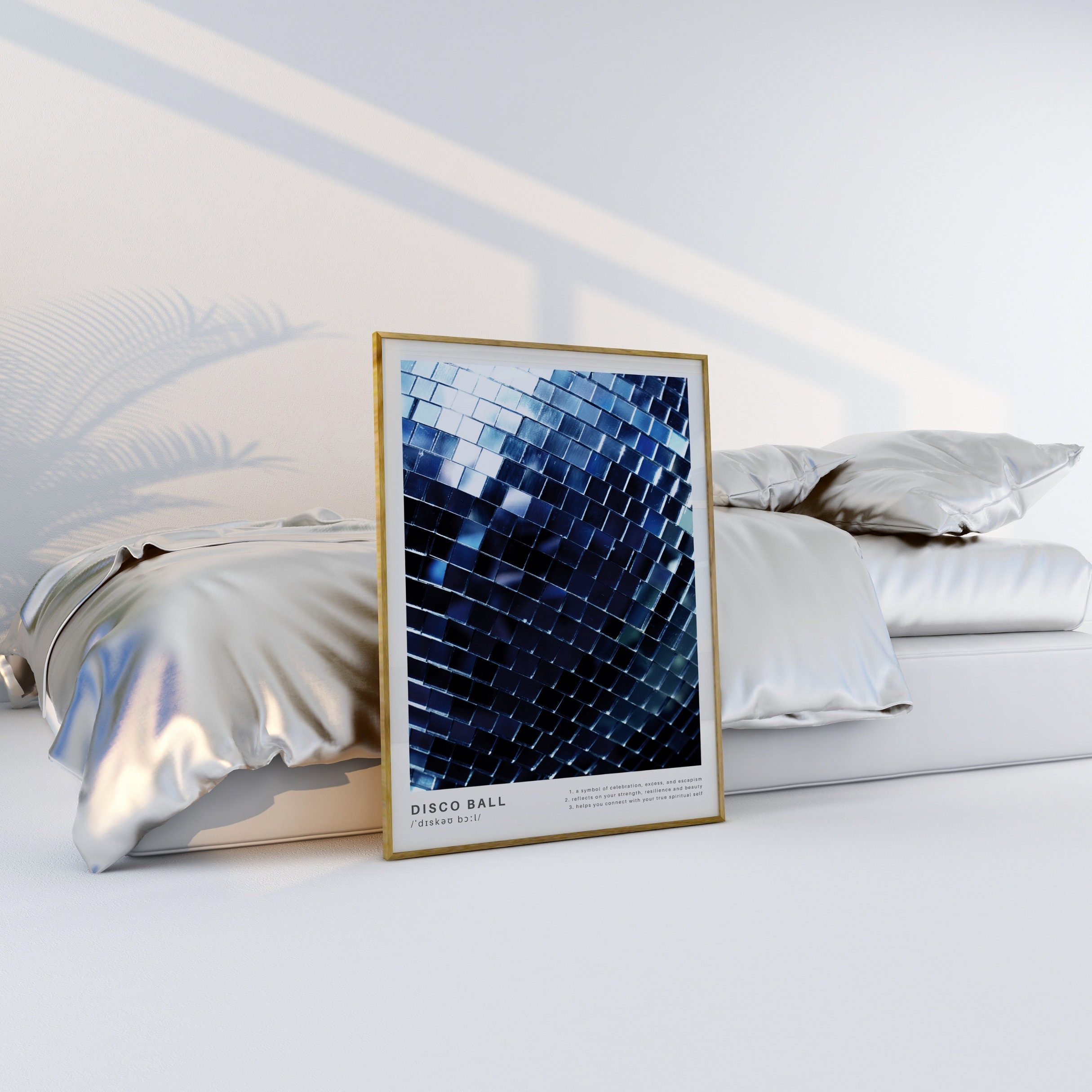 Blue Shiny Disco Ball Poster Vintage Disco Ball Definition Print ...