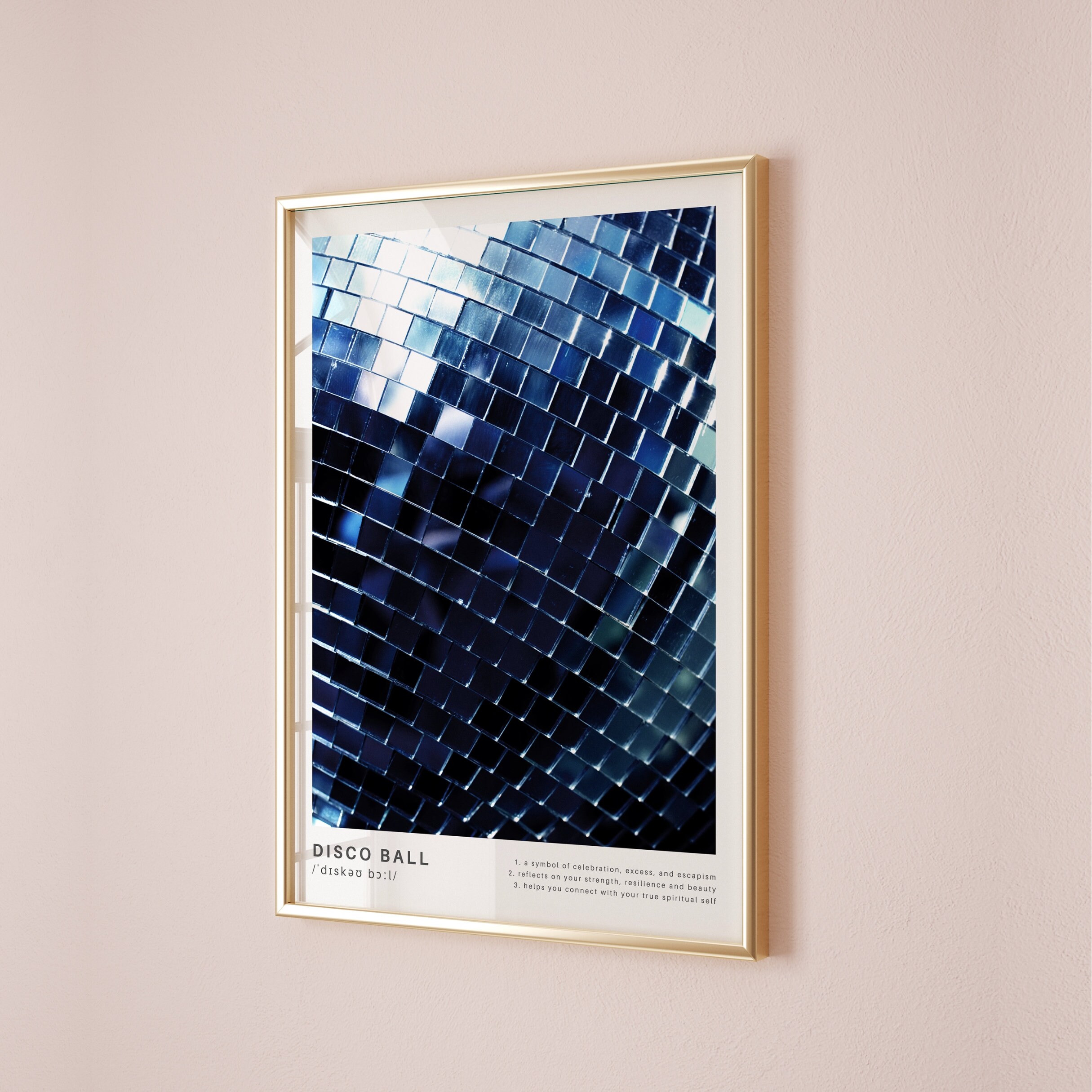 Blue Shiny Disco Ball Poster Vintage Disco Ball Definition Print ...