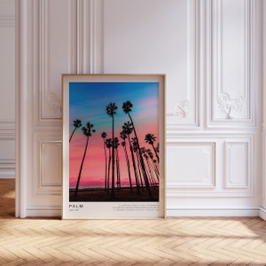 Pink Palm Tree Poster Tropical Wall Art Palm Definition Print ...