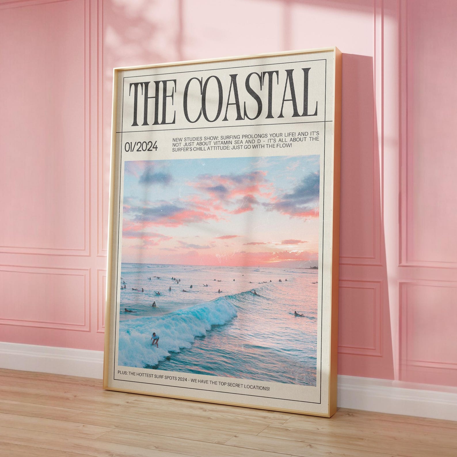 Coastal Magazine Cover Print Preppy Coastal Wall Art Vintage Surf Art ...