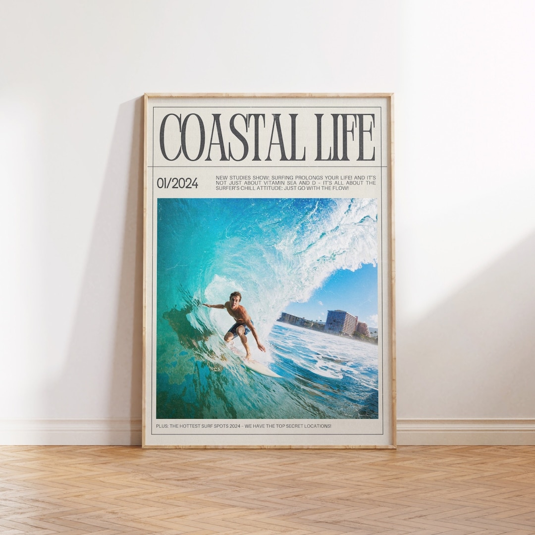 Surf Magazine Cover Coastal Wall Art Trendy Surf Wall Art Coastal ...