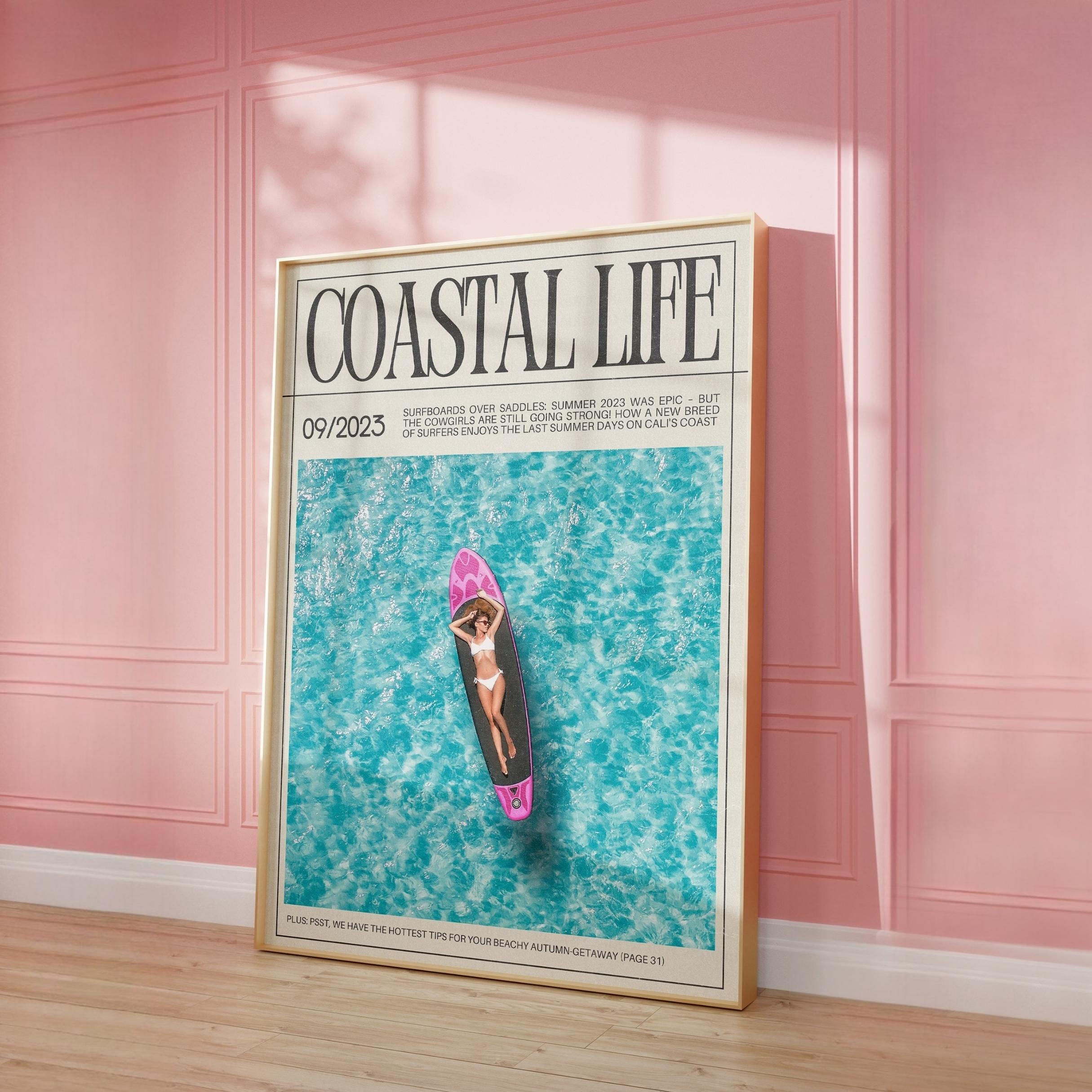 Preppy Coastal Cowgirl Wall Art Magazine Cover Print Trendy Newspaper ...