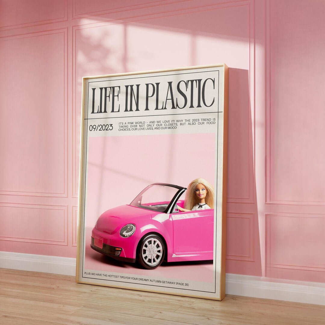 Girly Magazine Cover Print Pink Doll Wall Art Trendy Newspaper Poster ...
