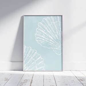 Nautical Wall Art Set of 3 Light Blue Prints Coastal Prints Shell Print ...