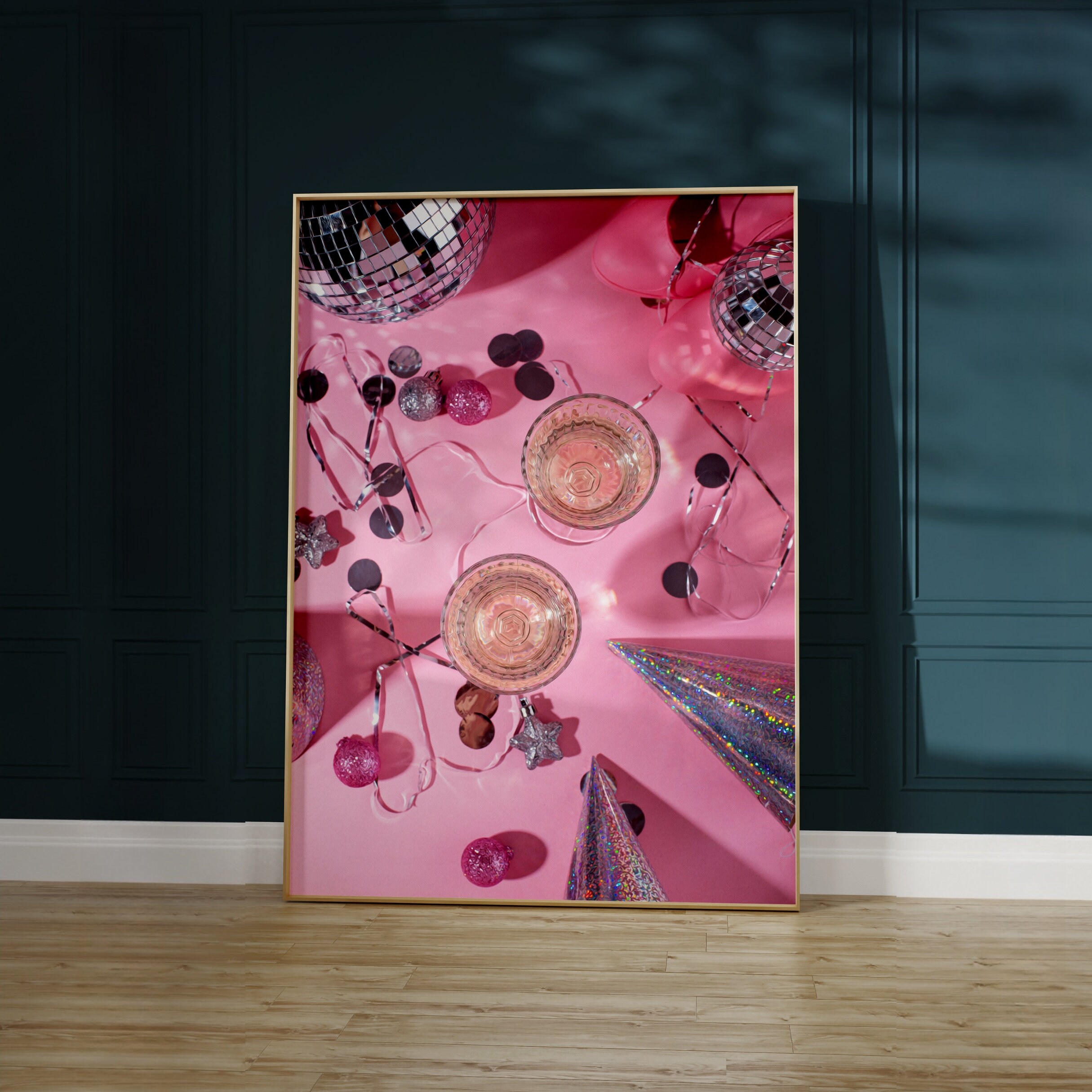 Pink Bar Cart Print Preppy Champagne Poster Bar Cart Decor Girly ...