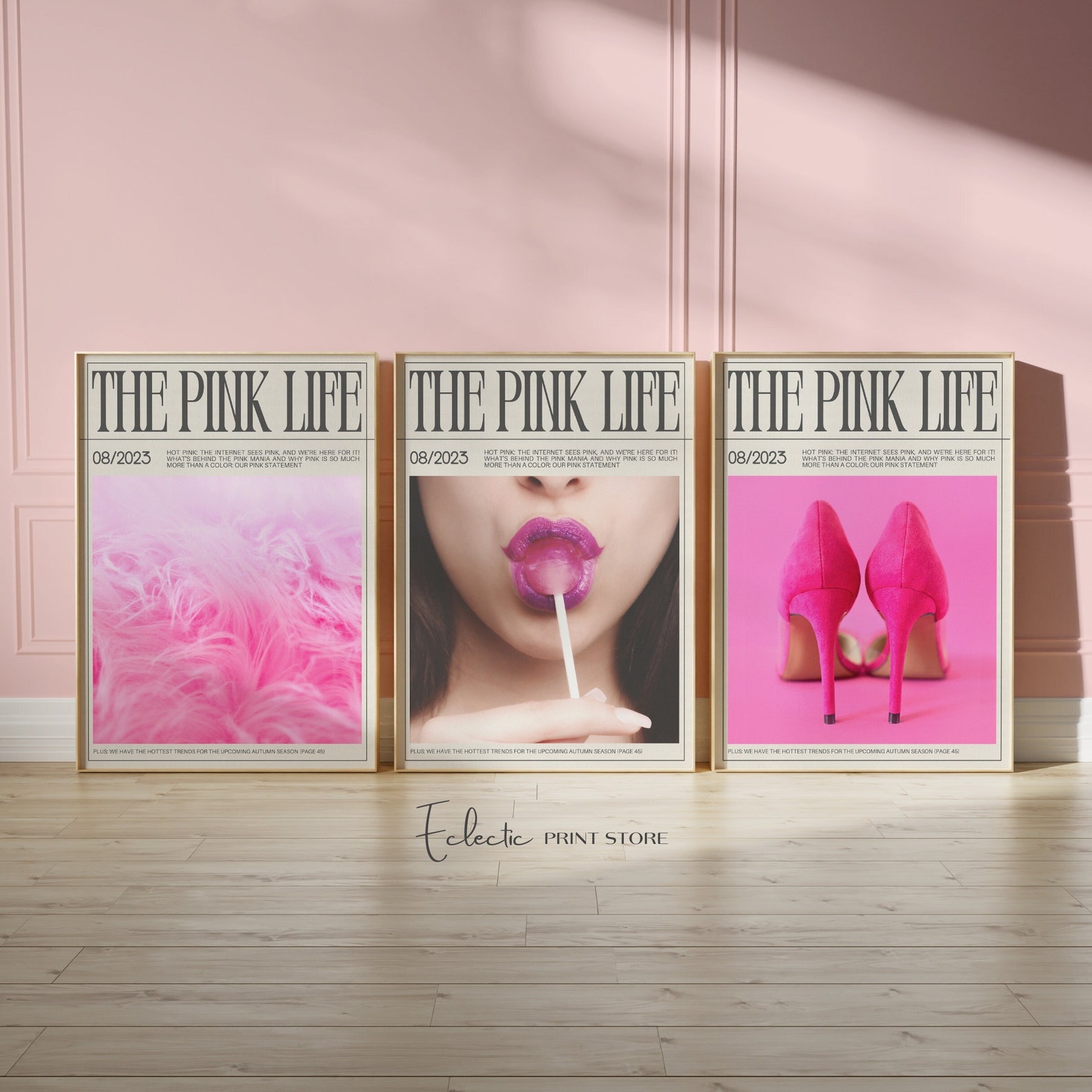 Pink Magazine Cover Wall Art Prints: Girly Room Decor (digital Download ...