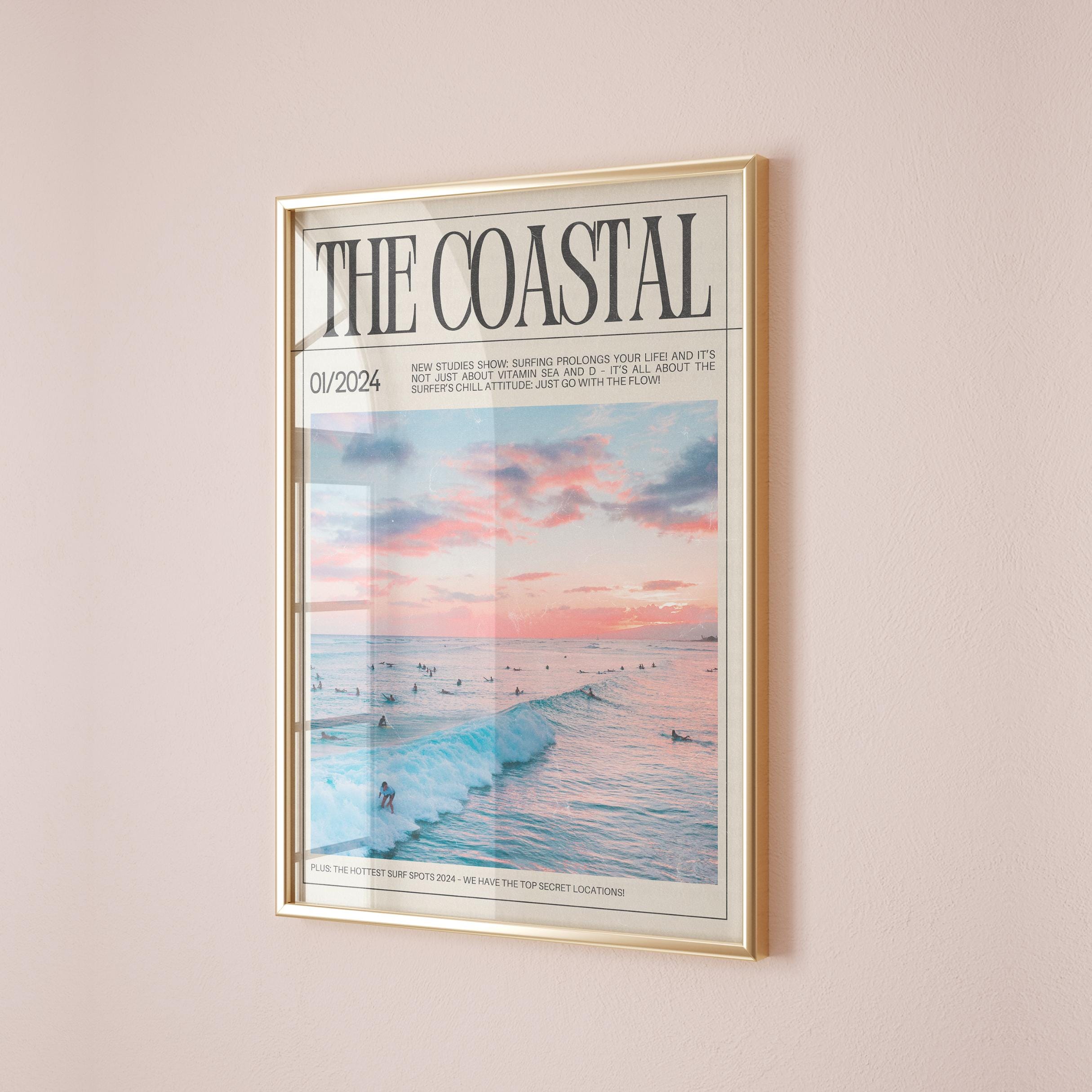 Coastal Magazine Cover Print Preppy Coastal Wall Art Vintage Surf Art ...