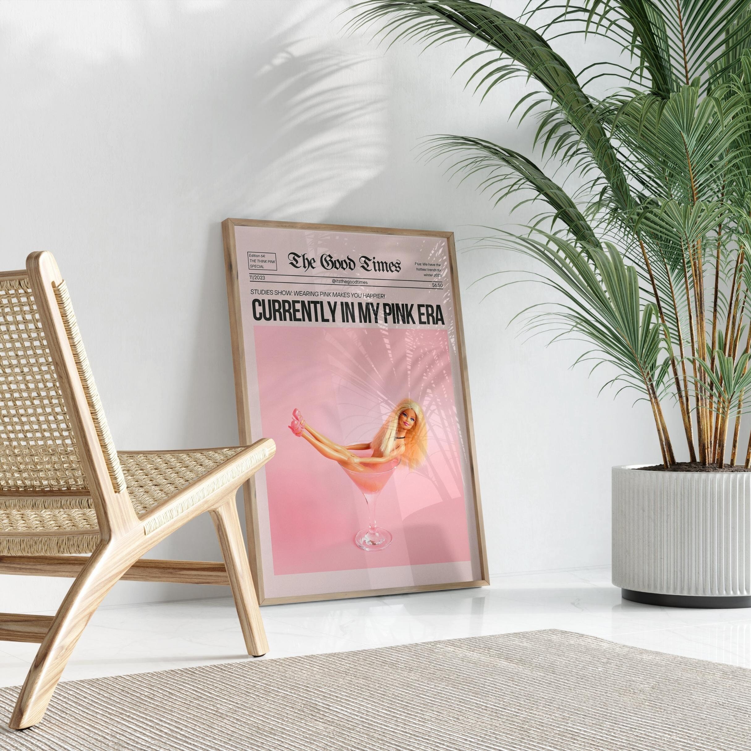 Funky Pink Newspaper Print Currently in My Pink Era Poster - Etsy