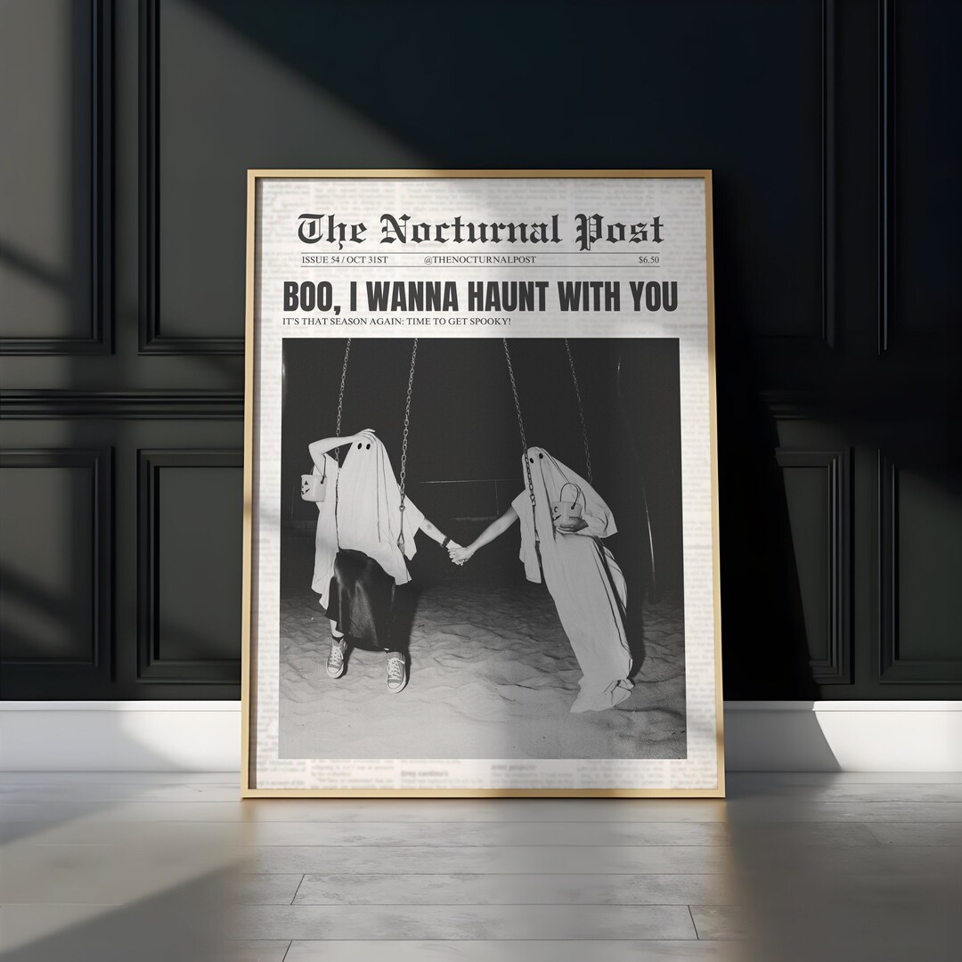 Spooky Ghost Newspaper Halloween Print: Dorm Wall Art (digital Download ...