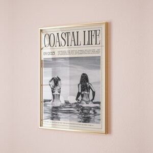 Preppy Surfer Girls Wall Art Coastal Life Poster Retro Magazine Cover ...