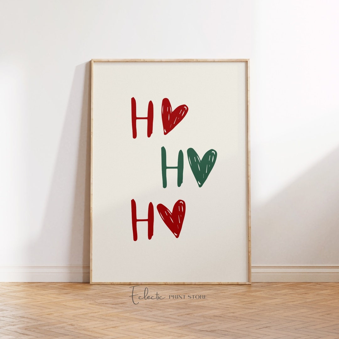 Ho Ho Ho Poster Trendy Christmas Wall Art Festive Decor Holiday Season ...