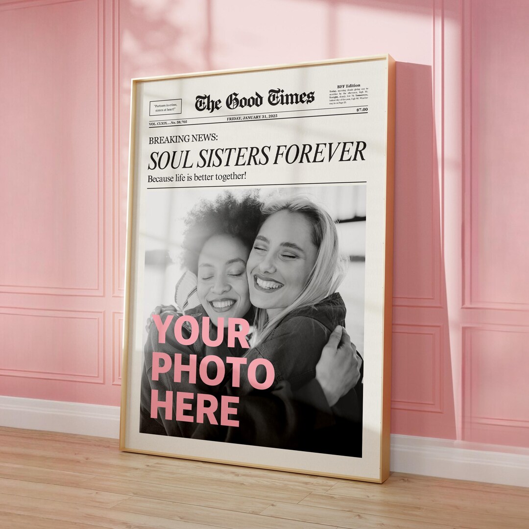Custom Newspaper Print Personalized Gift for Best Friends Trendy BFF ...