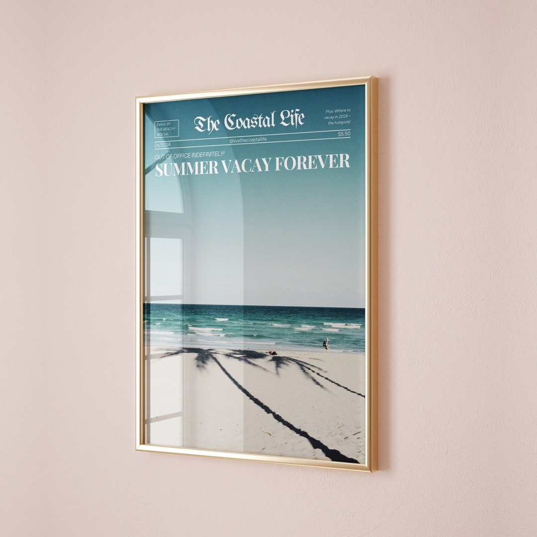 Coastal Wall Art Beachy Newspaper Print Summer Vacay Forever Poster the ...