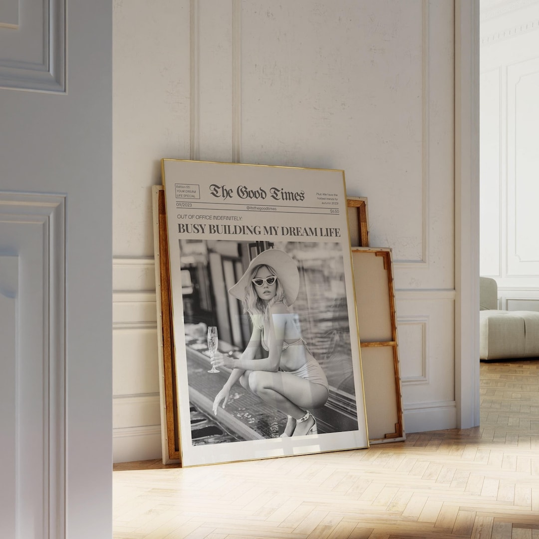 Preppy Newspaper Wall Art Busy Building My Dream Life Poster Trendy ...