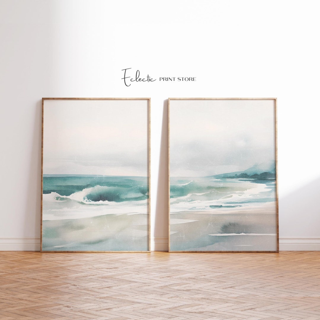 Moody Coastal Print Set of 2 Beach House Decor Set of Two Coastal ...