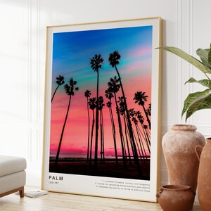 Pink Palm Tree Poster Tropical Wall Art Palm Definition Print ...