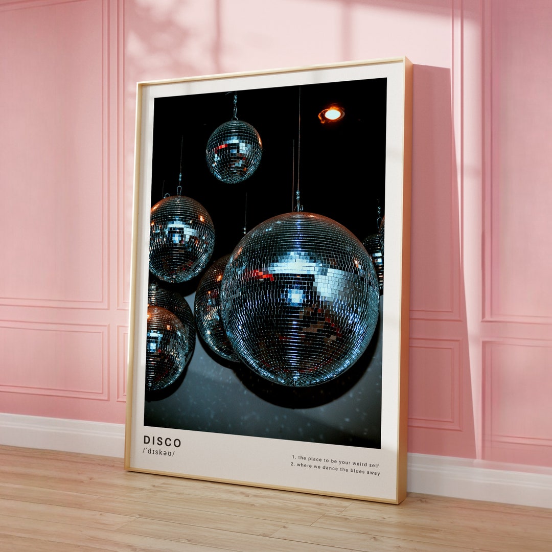 Preppy Disco Wall Art Trendy Disco Ball Poster Vintage Dorm Room Decor ...