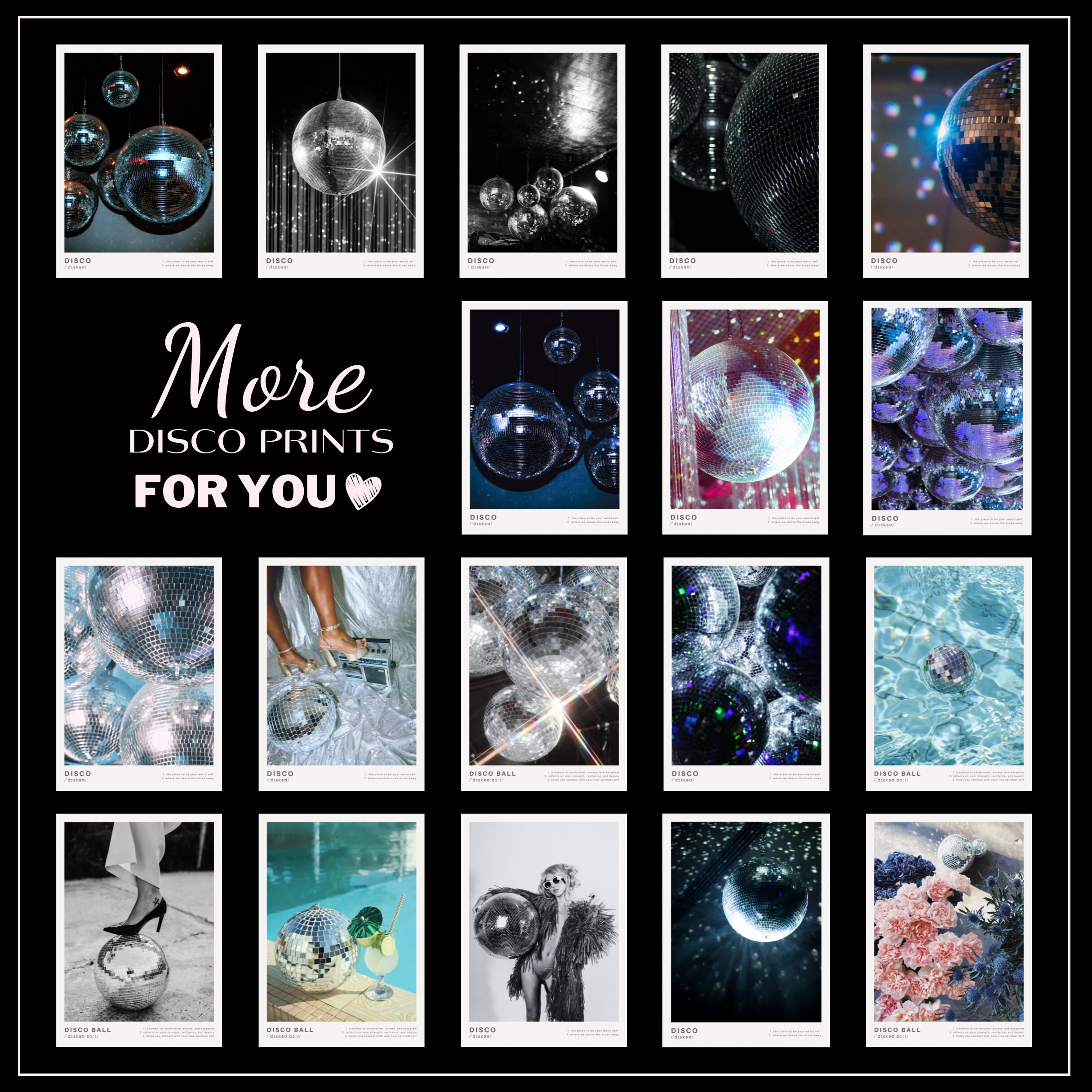 Preppy Disco Ball Poster Trendige Disko Print Diskokugel Definition ...