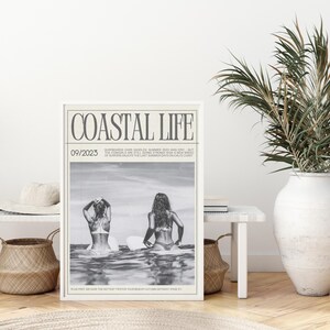 Preppy Surfer Girls Wall Art Coastal Life Poster Retro Magazine Cover ...
