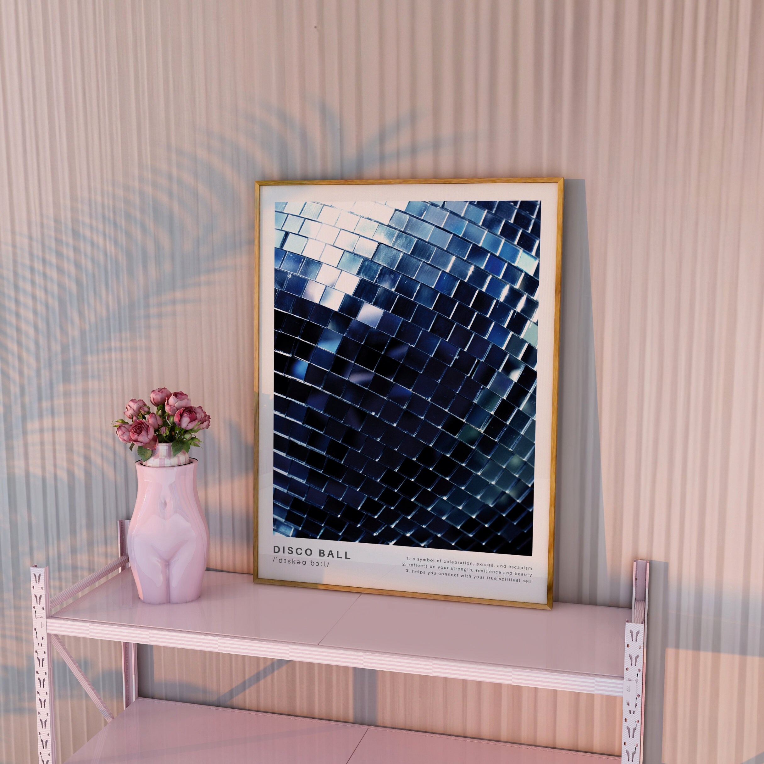 Blue Shiny Disco Ball Poster Vintage Disco Ball Definition Print ...