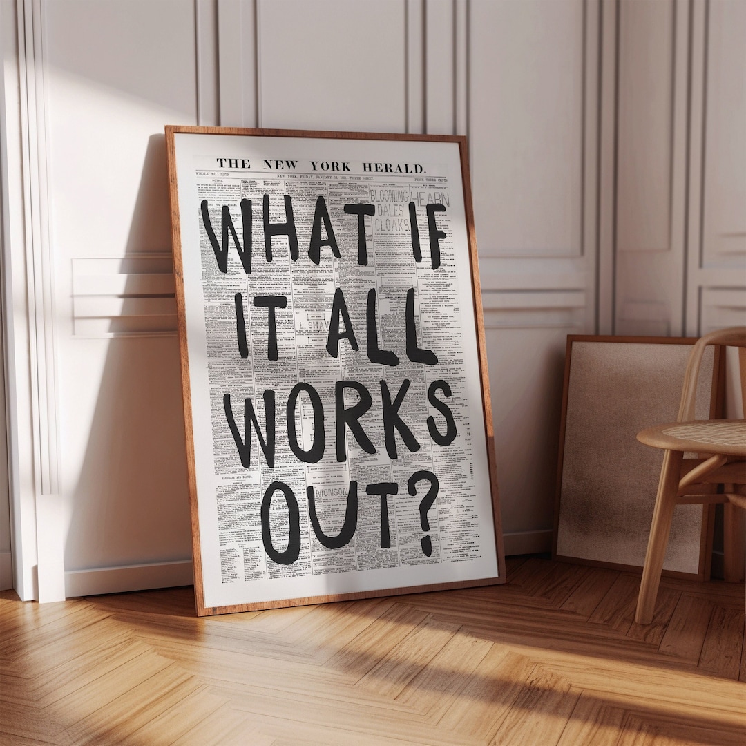 Typography Print What If It All Works Out Trendy Wall Art Retro ...