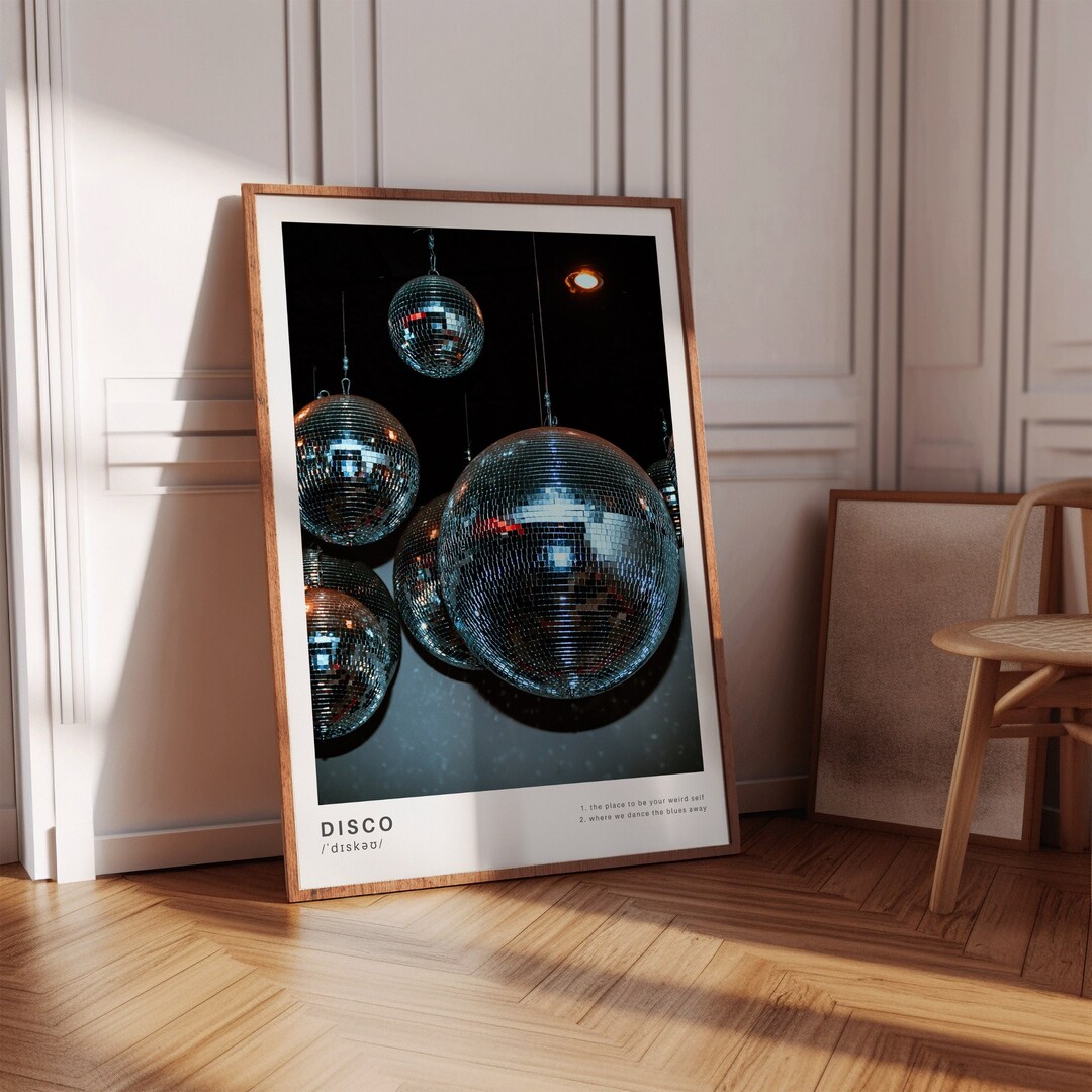 Preppy Disco Wall Art Trendy Disco Ball Poster Vintage Dorm Room Decor ...