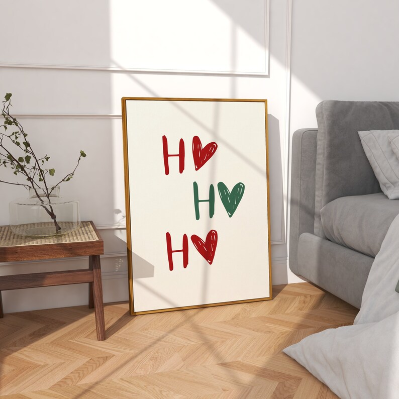 Ho Ho Ho Poster Trendy Christmas Wall Art Festive Decor Holiday Season ...