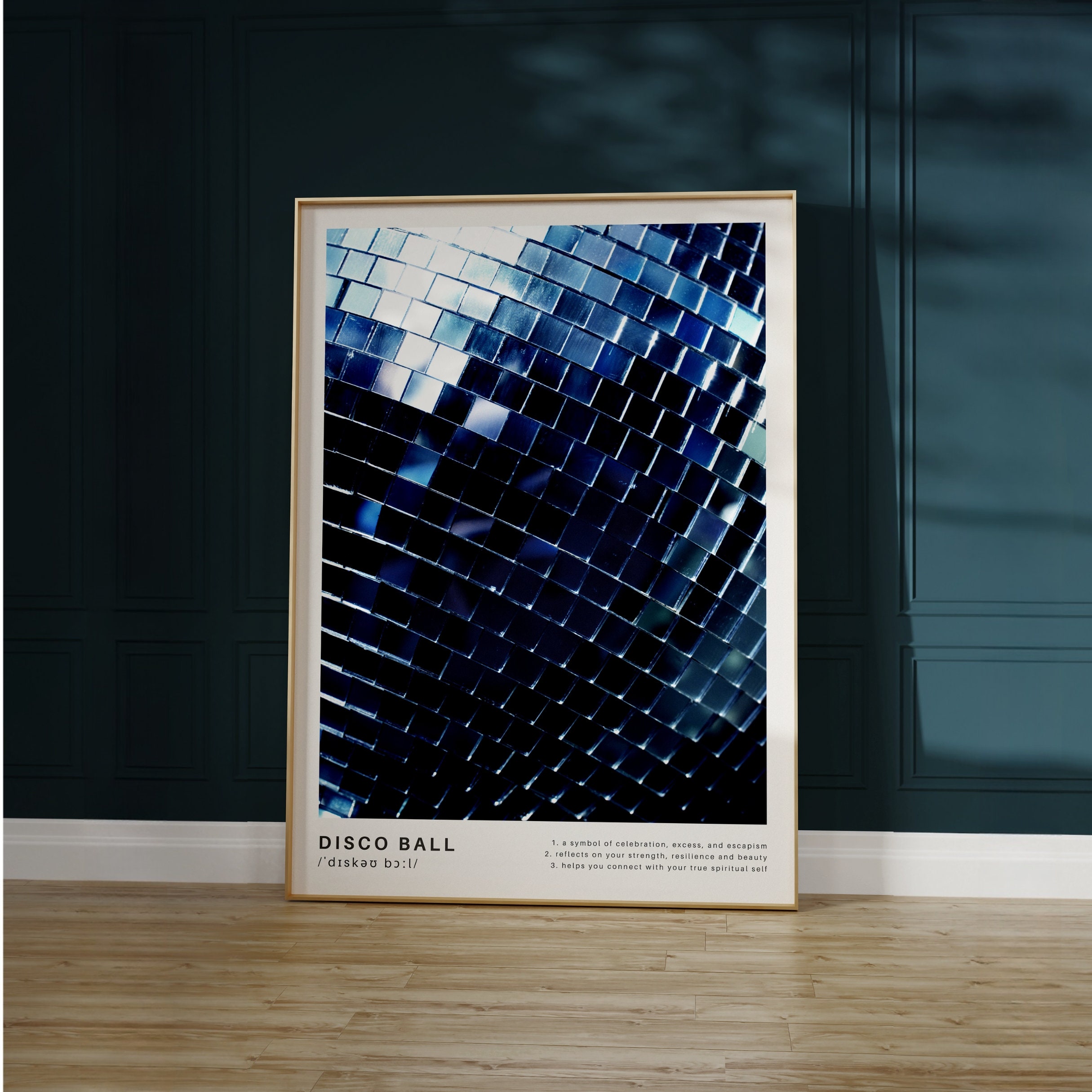 Blue Shiny Disco Ball Poster Vintage Disco Ball Definition Print ...